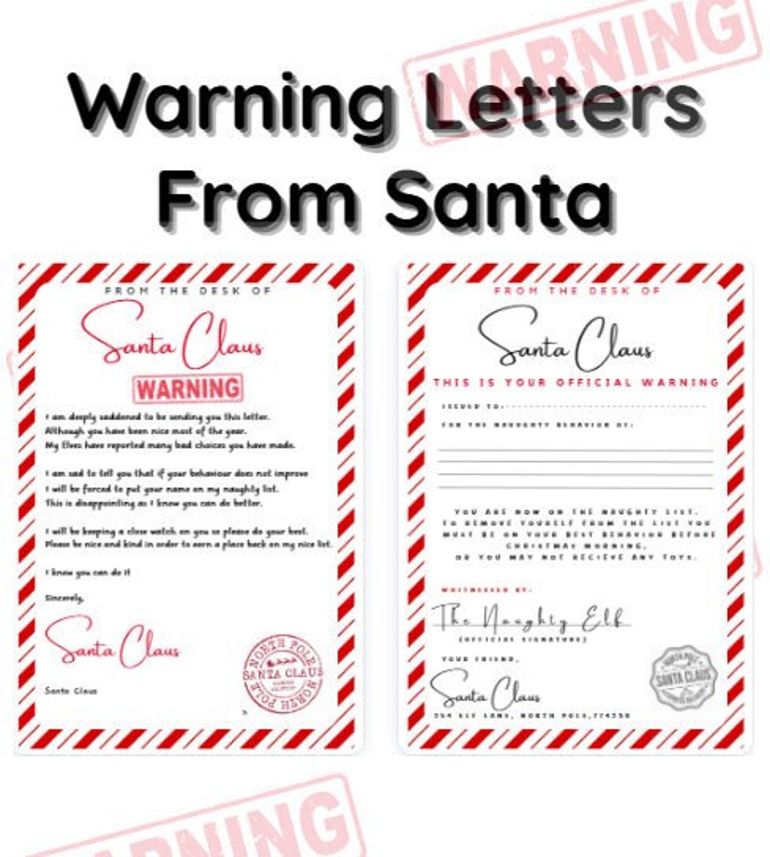Santa Warning Letter, Final Warning Letter - Etsy