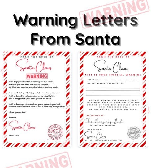 Santa Warning Letter, Final Warning Letter - Etsy