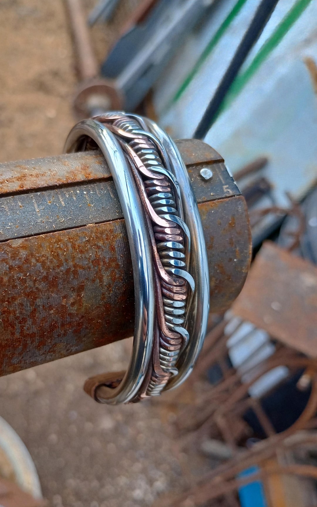 Tig Welded Stainless Steel & Copper Cuff Bracelet - Etsy