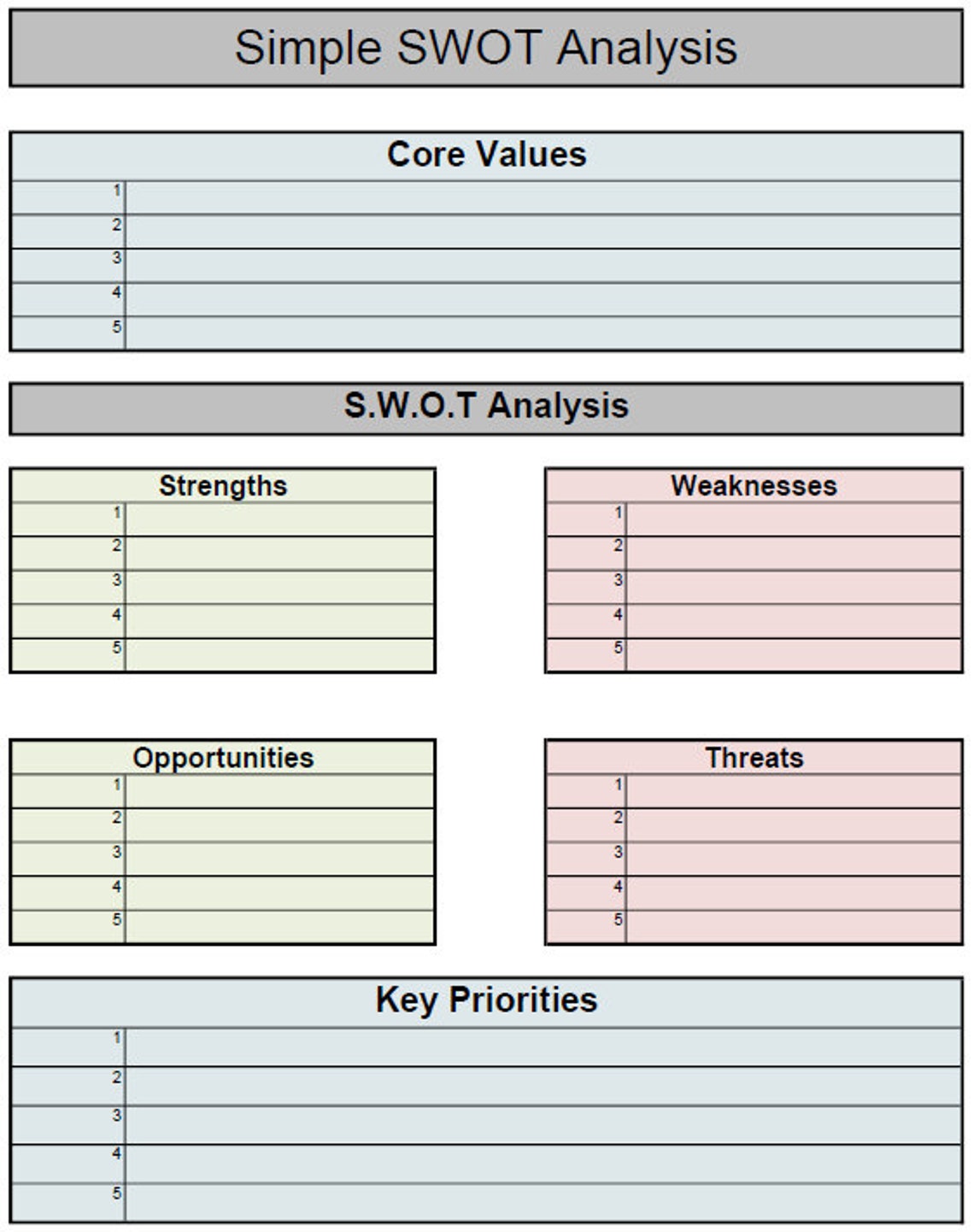 SWOT, Strategic Plan Template, Strategic Planning, SWOT Analysis ...