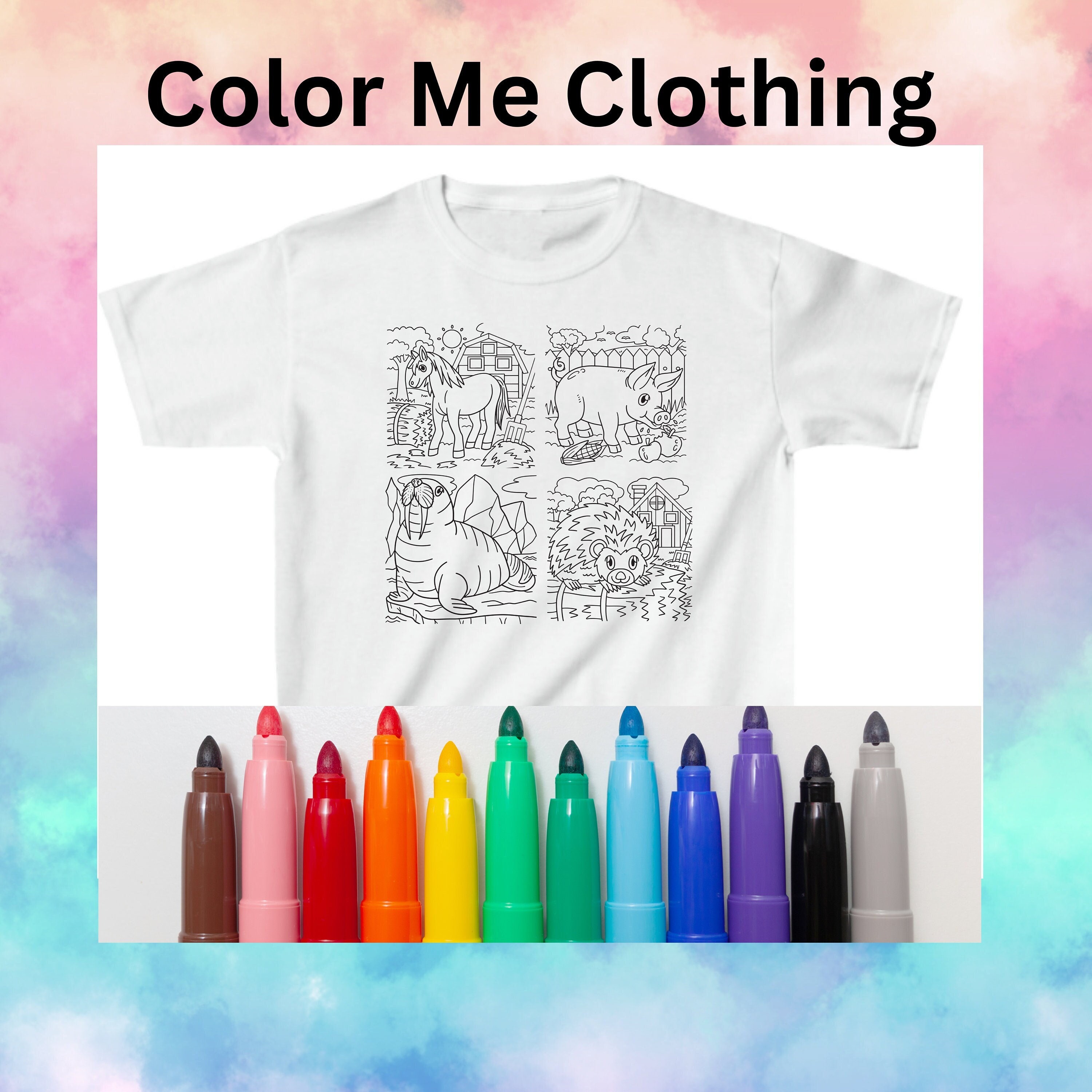 Coloring Shirt for Kids, Coloring Pajamas, Colorme Pajamas, Coloring ...