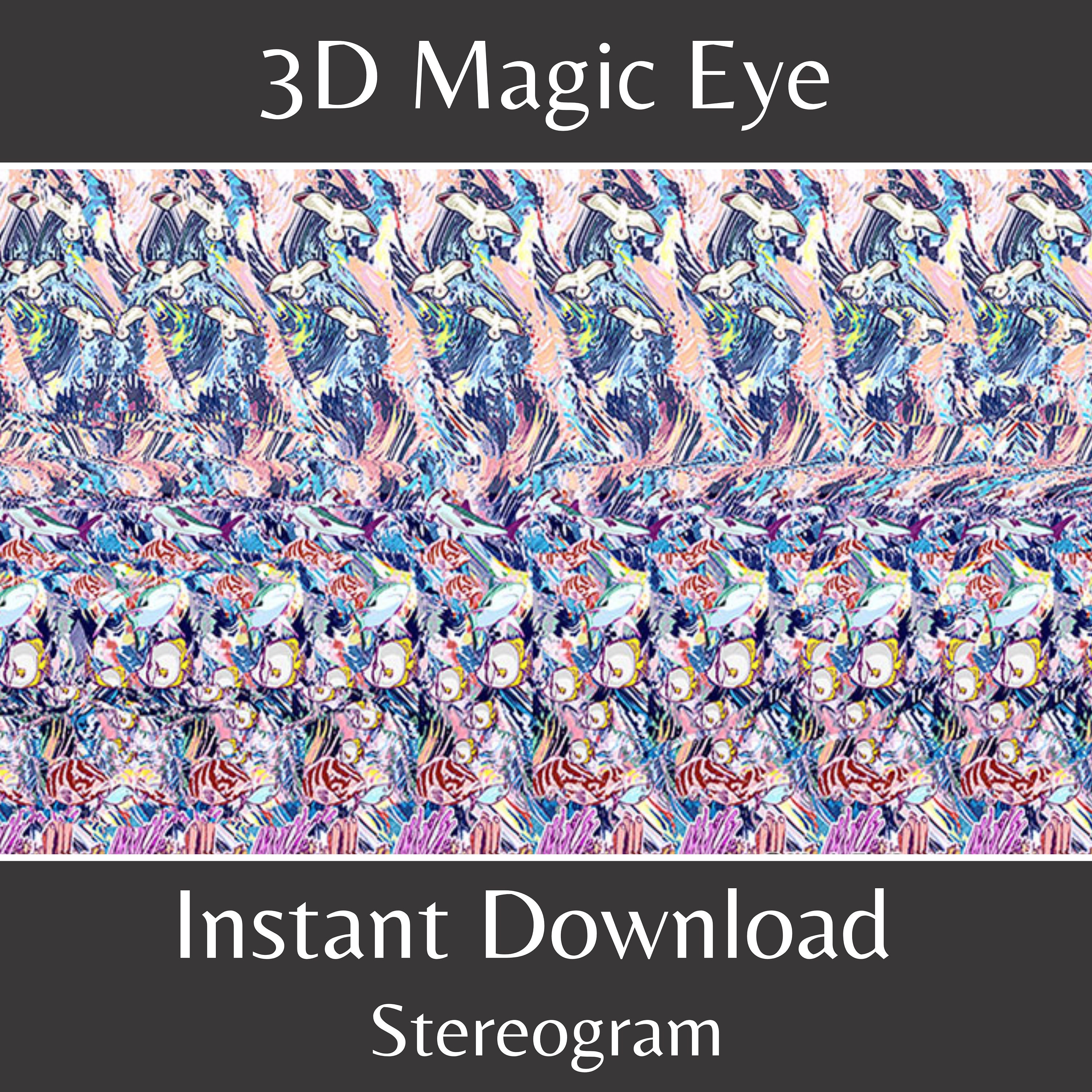 3D Magic Eye Stereogram, Whale and Sailboat Stereogram Digital File ...
