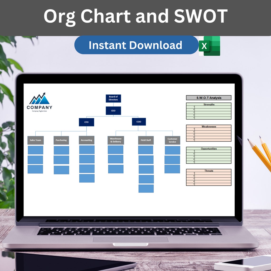 One Page Strategic Plan, Org Chart and SWOT Analysis, Organization ...