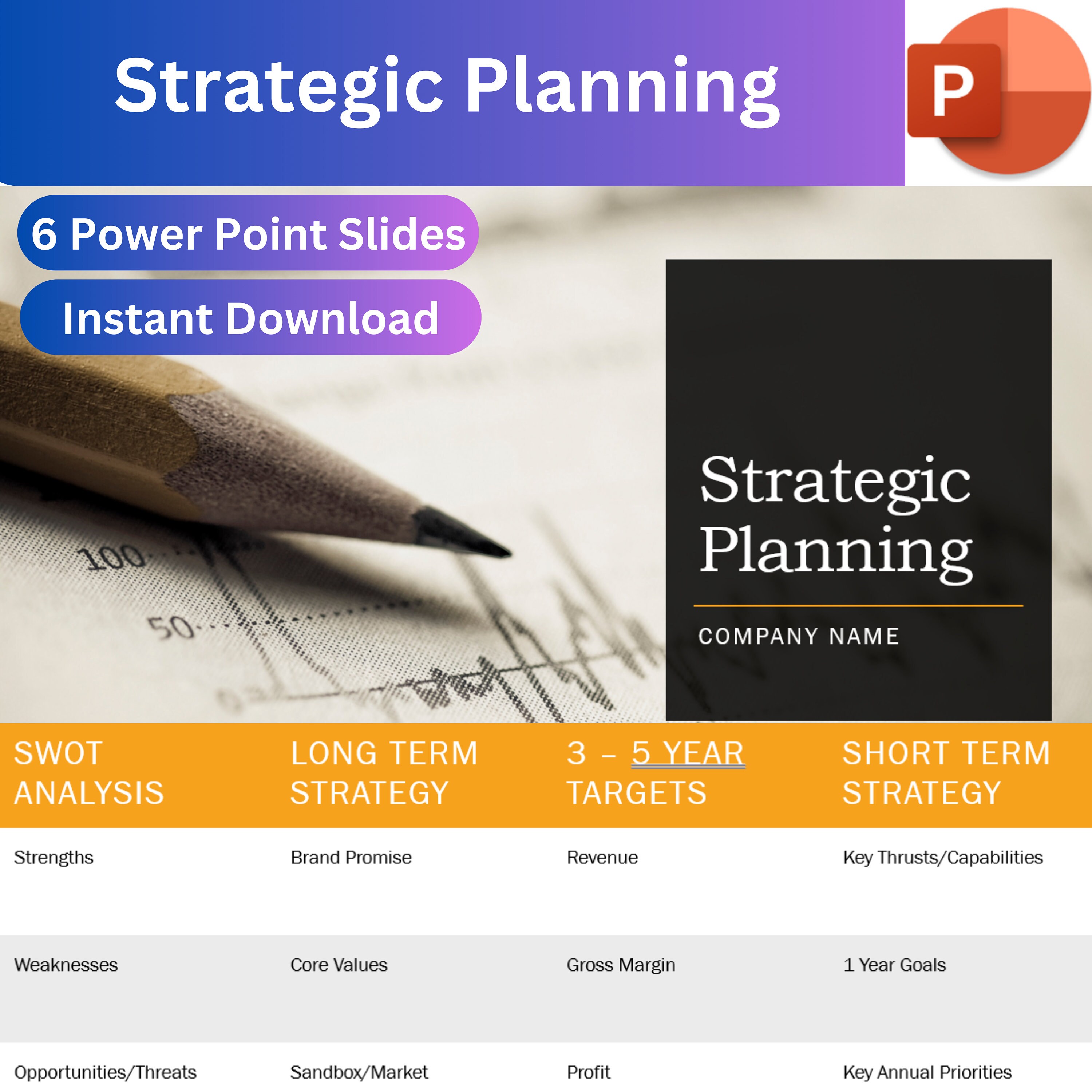 Power Point Strategic Plan, Business Plan in Powerpoint, One Page ...