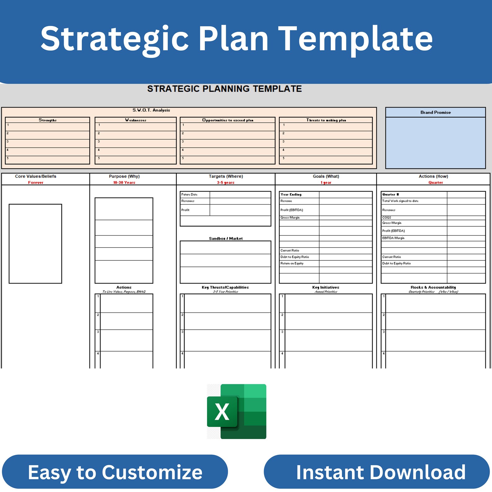 One Page Strategic Plan, Strategic Plan, Business Plan, One Page ...