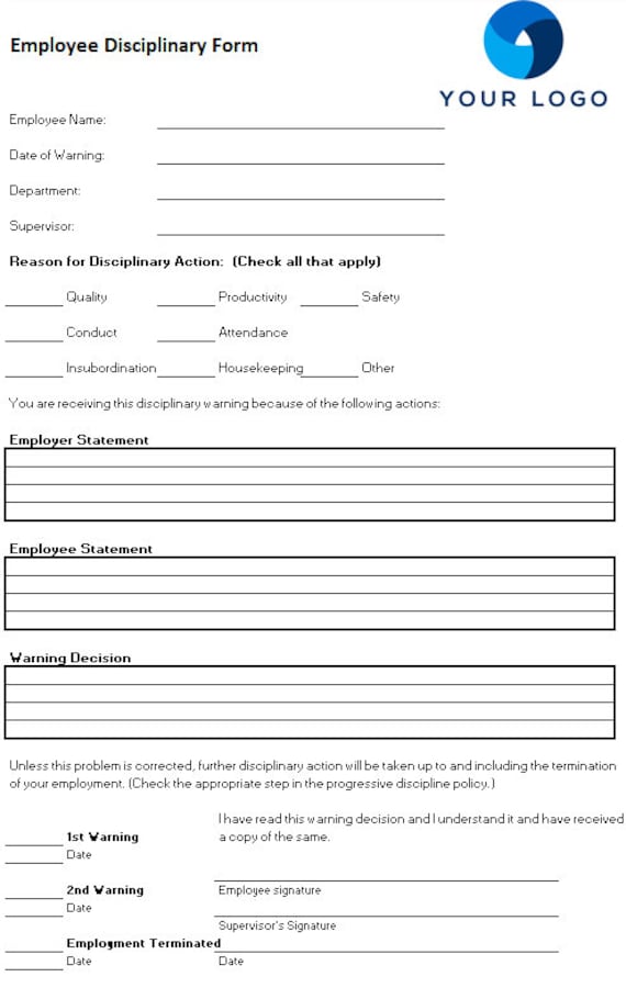 Employee Attendance Disciplinary Form