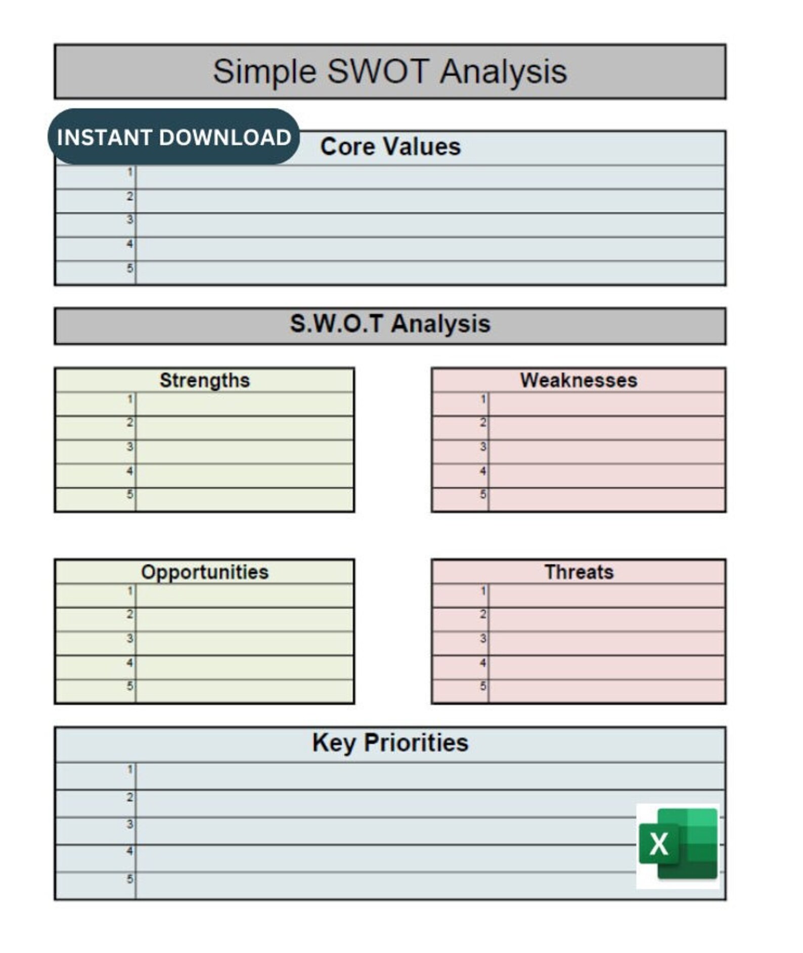 SWOT, Strategic Plan Template, Strategic Planning, SWOT Analysis ...