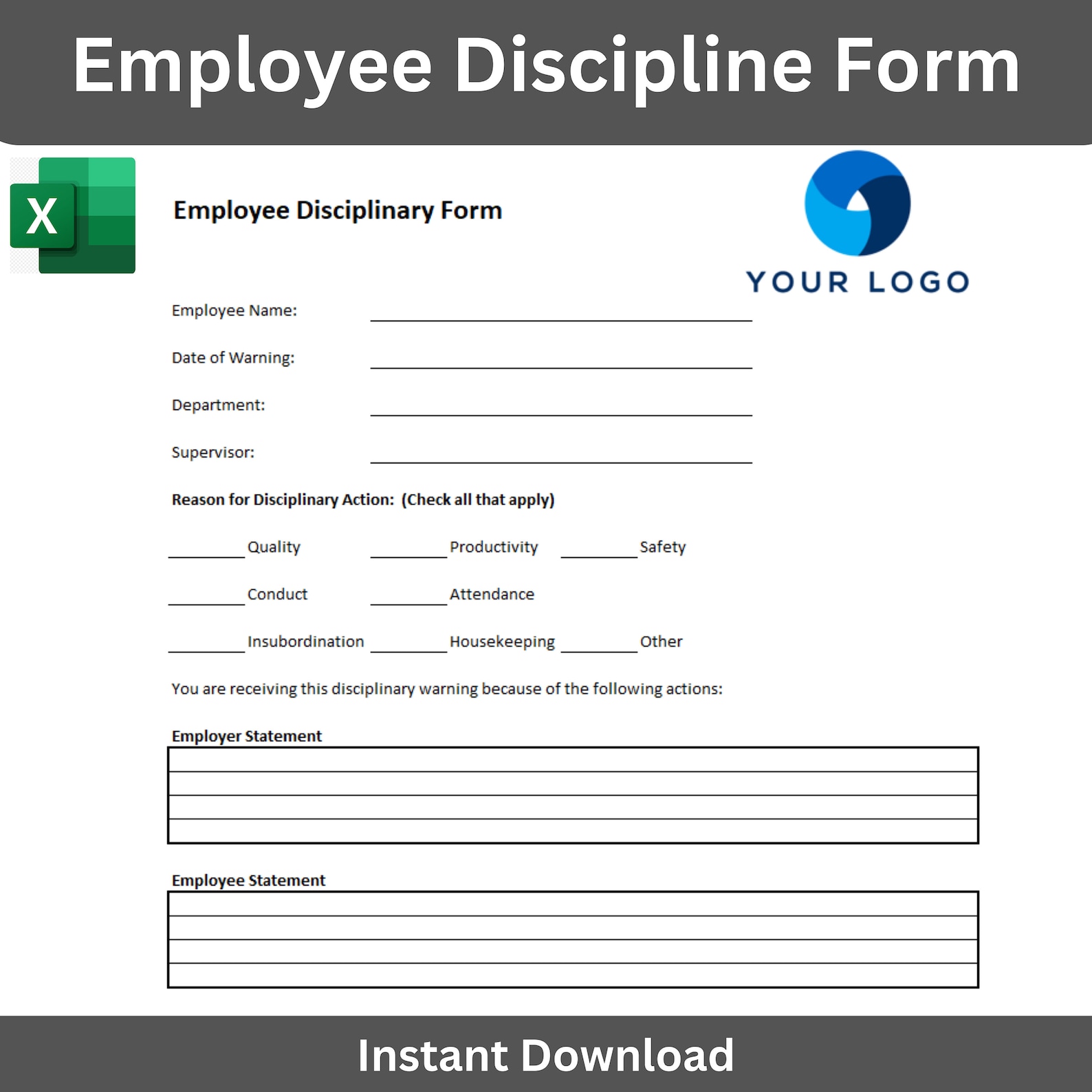 Employee Discipline Form, Disciplinary Action Template for Employer and ...