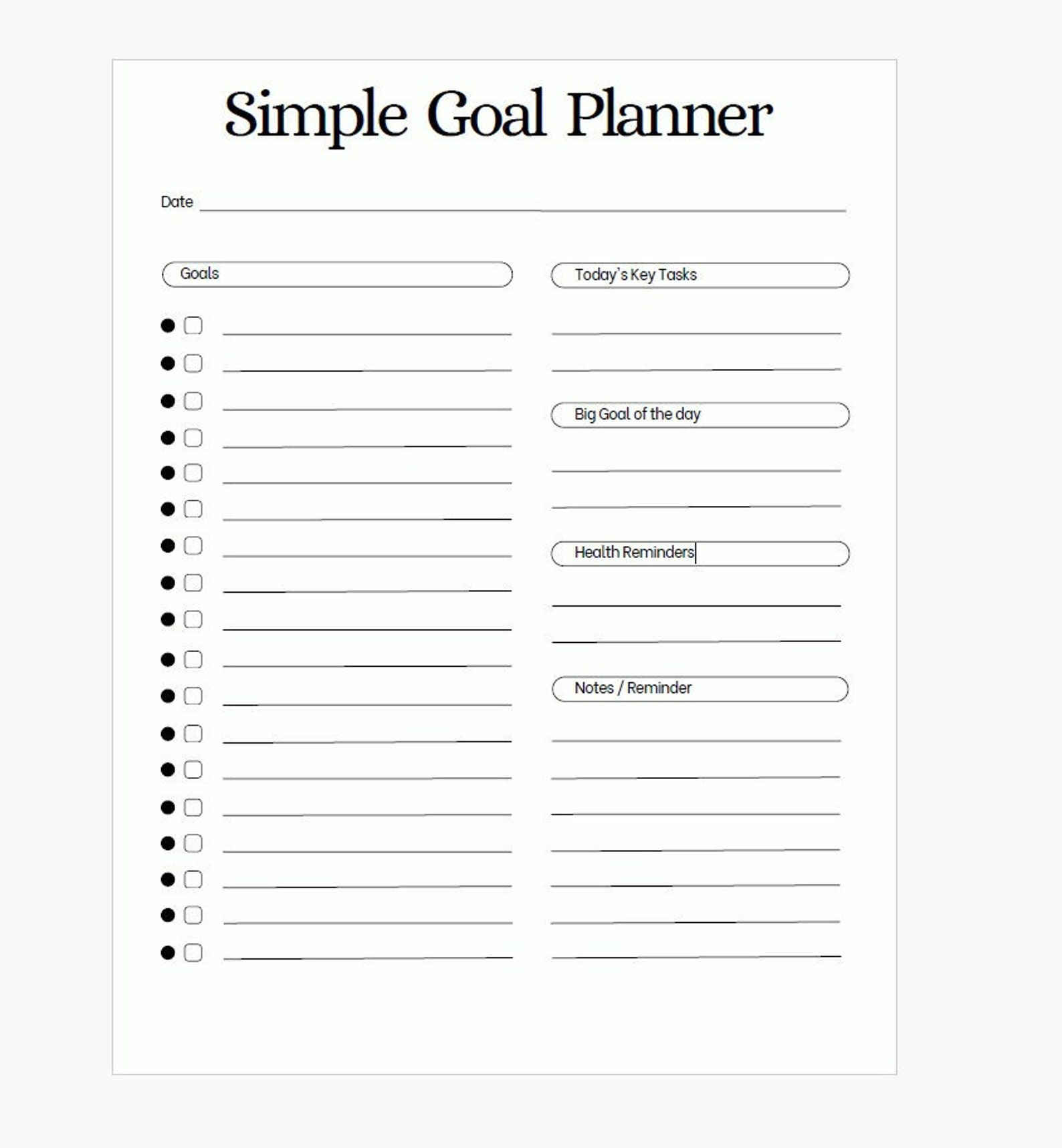 Simple Goal Planner, Personal Goal Plan, Personal Goals 2024, Goal ...