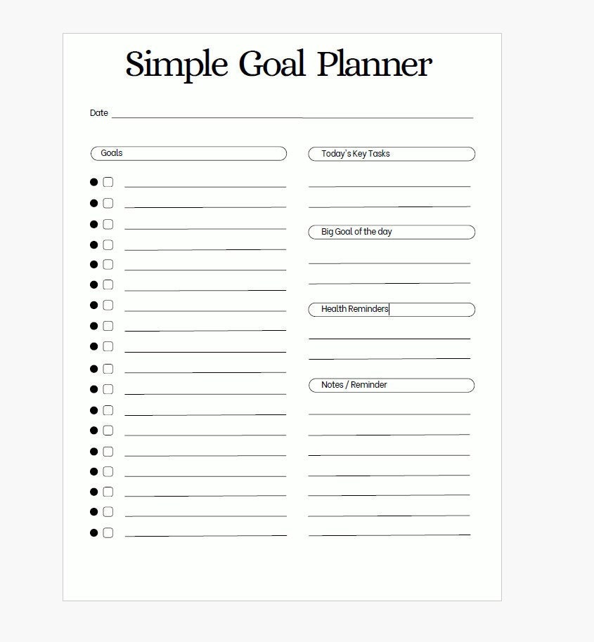 Simple Goal Planner, Personal Goal Plan, Personal Goals 2024, Goal ...