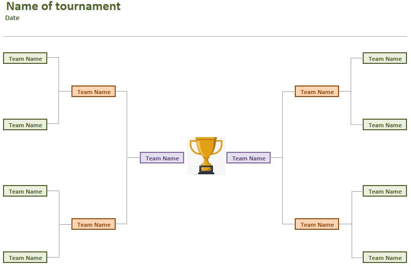 Tournament Bracket for 8 Teams, Playoff Game Bracket, Sports ...