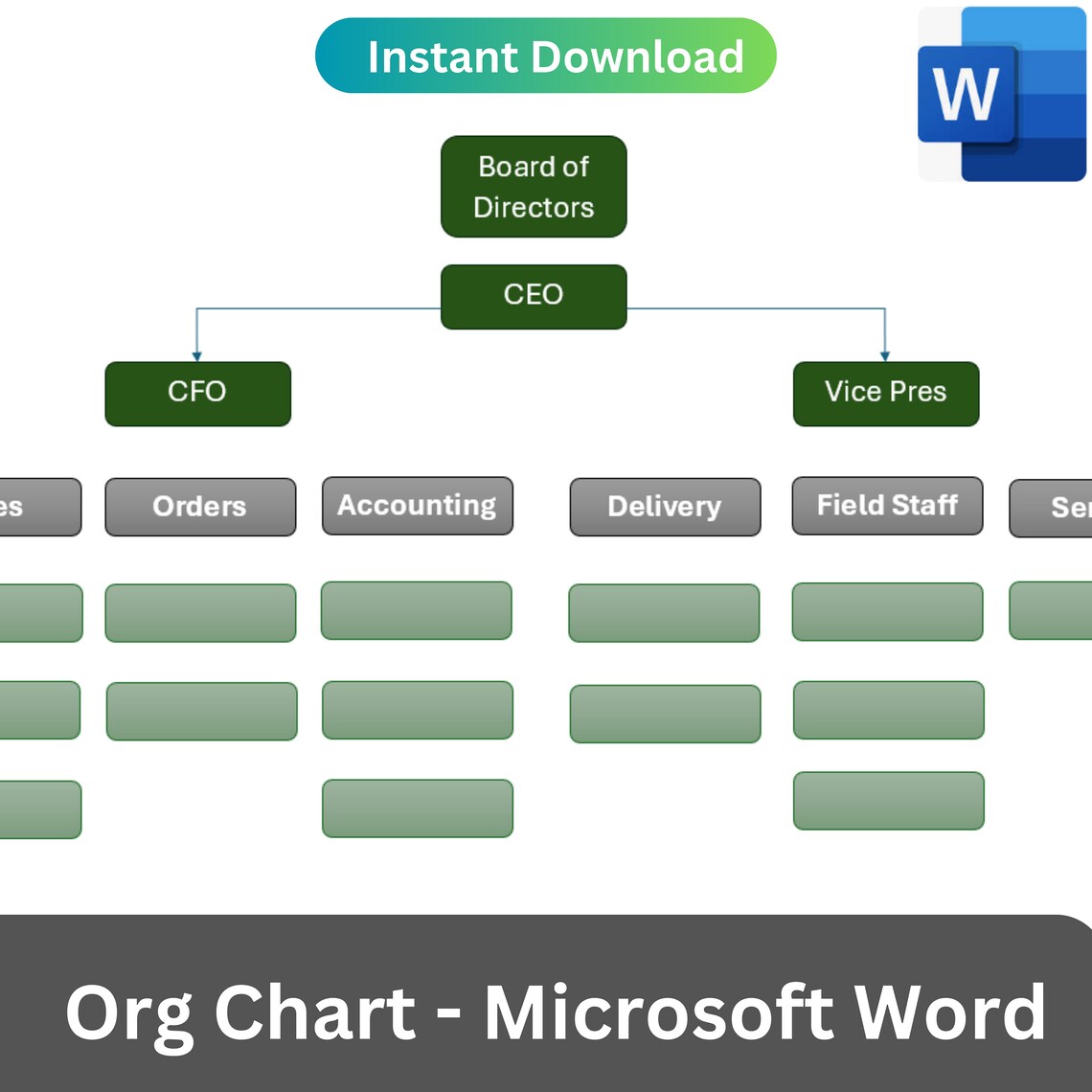 Org Chart Microsoft Word, Organizational Chart, Business Plan WORD ...