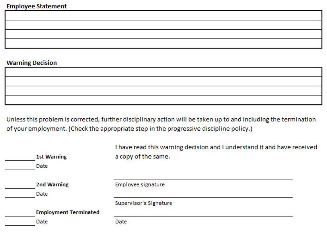 Employee Discipline Form, Disciplinary Action Template for Employer and ...