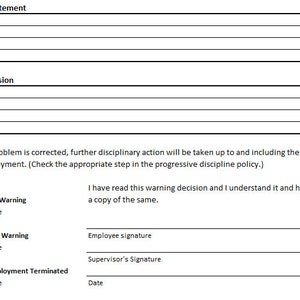 Employee Discipline Form, Disciplinary Action Template for Employer and ...