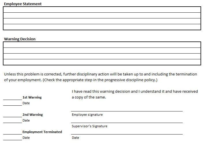 Employee Discipline Form, Disciplinary Action Template for Employer and ...