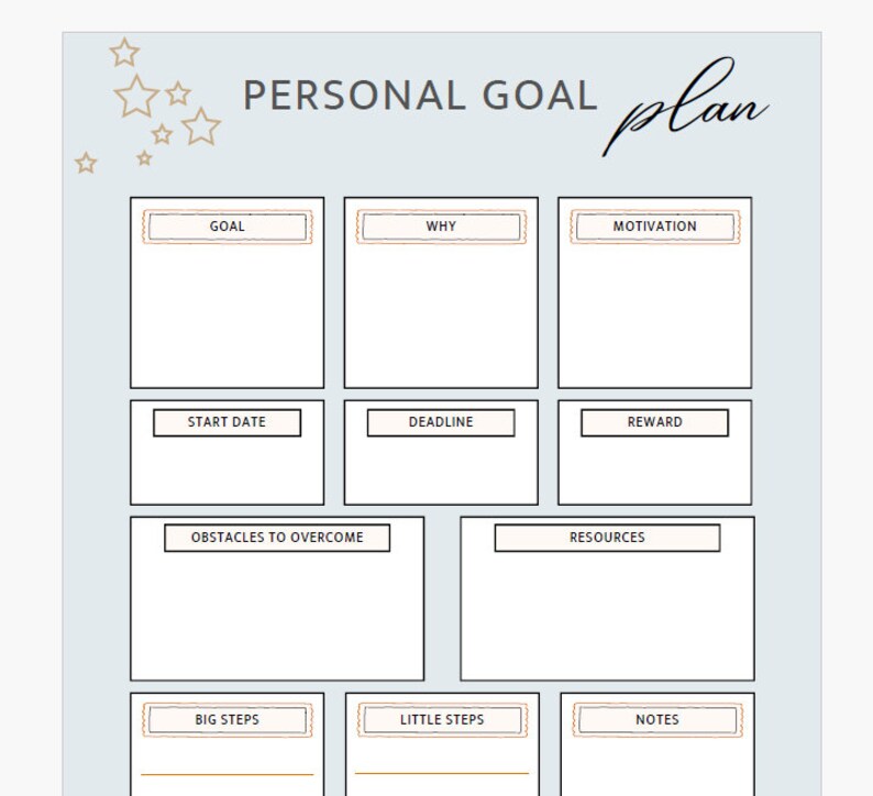 Personal Goal Plan, Personal Goals 2024, Goal Planner Template, Goal ...