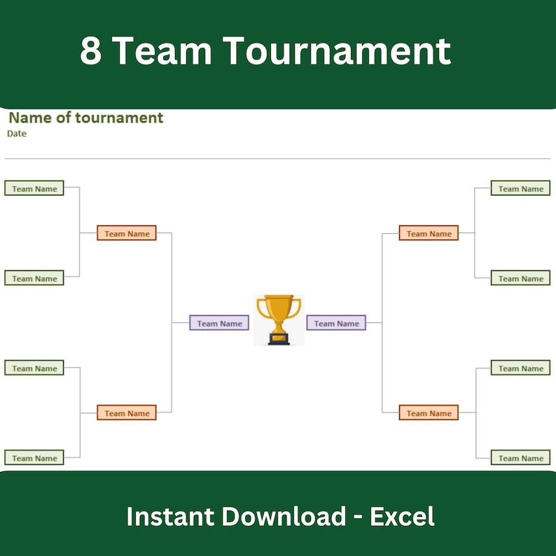 Tournament Bracket for 8 Teams, Playoff Game Bracket, Sports ...