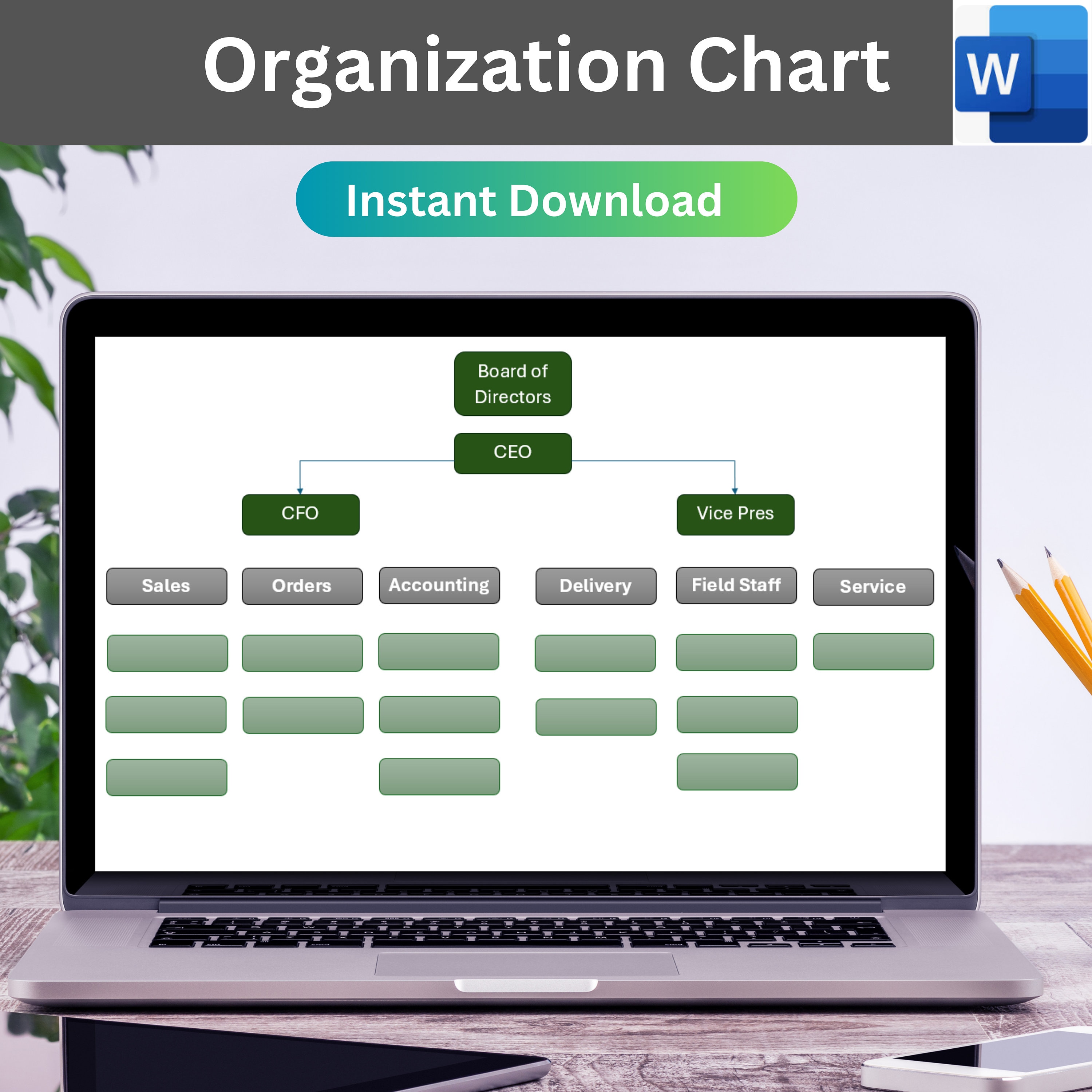 Org Chart Microsoft Word, Organizational Chart, Business Plan WORD ...
