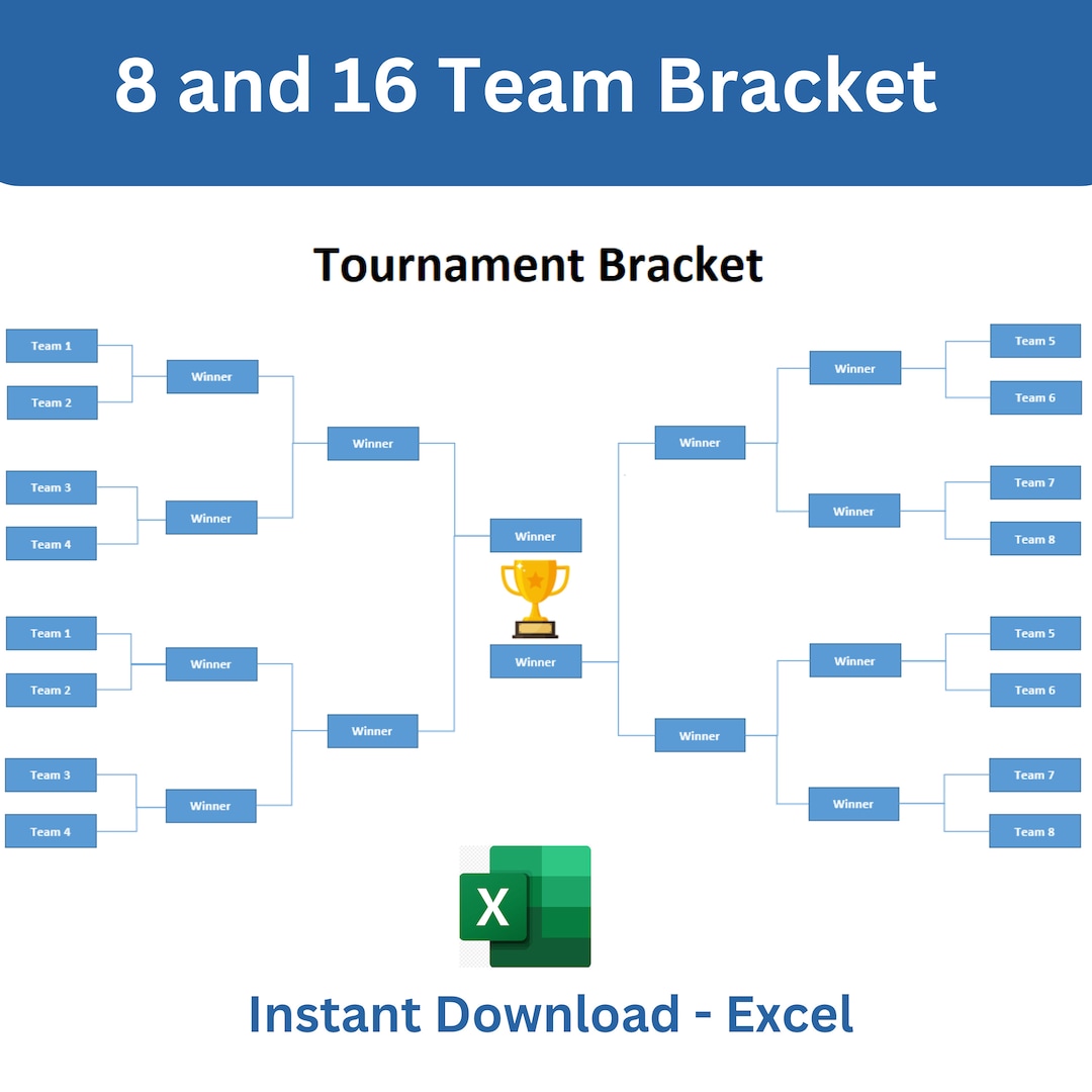 Playoff Bracket for 8 to 16 Teams, Tournament Game Bracket, Sports ...