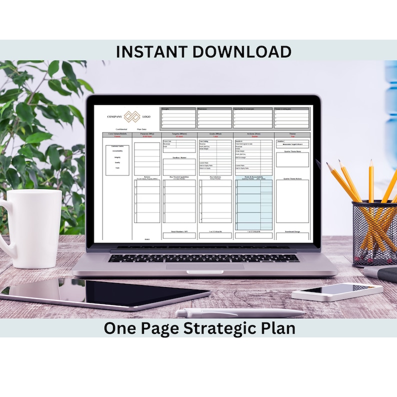 One Page Strategic Plan, Strategic Plan, Business Plan, One Page ...