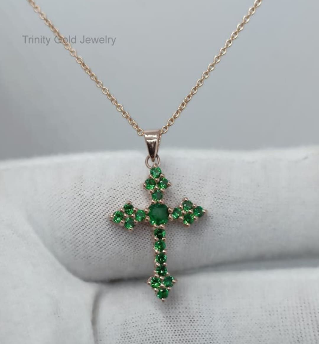 2.5CT Green Emerald Cross Pendant Necklace 925 Sterling Silver ...