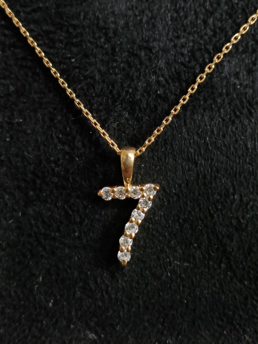 10k Solid Yellow Gold Charm, 10k Solid Yellow Gold Number Seven Pendant ...