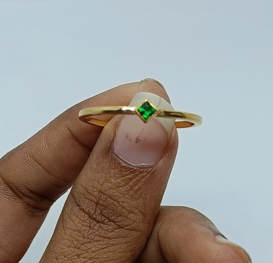 Dainty Emerald Stacking Eternity Minimalist Ring, Emerald Ring, Simple ...