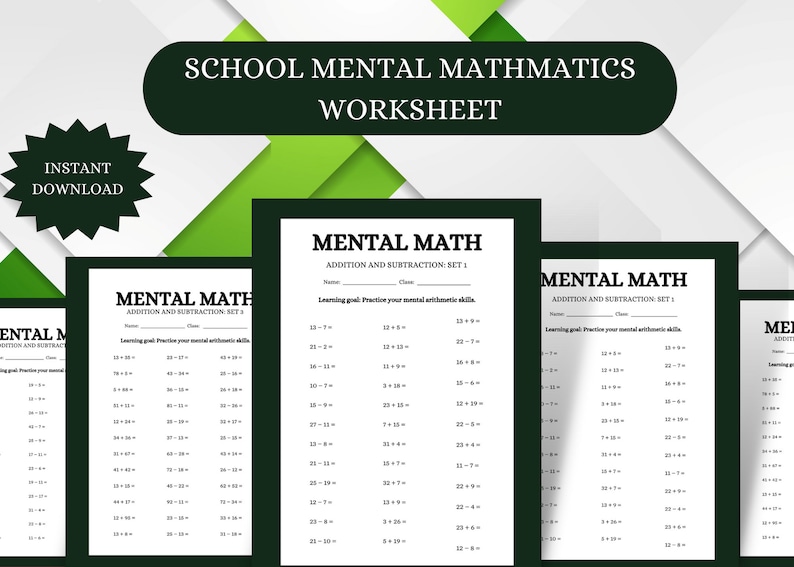 Master Addition and Subtraction With Our Mental Arithmetic Math ...