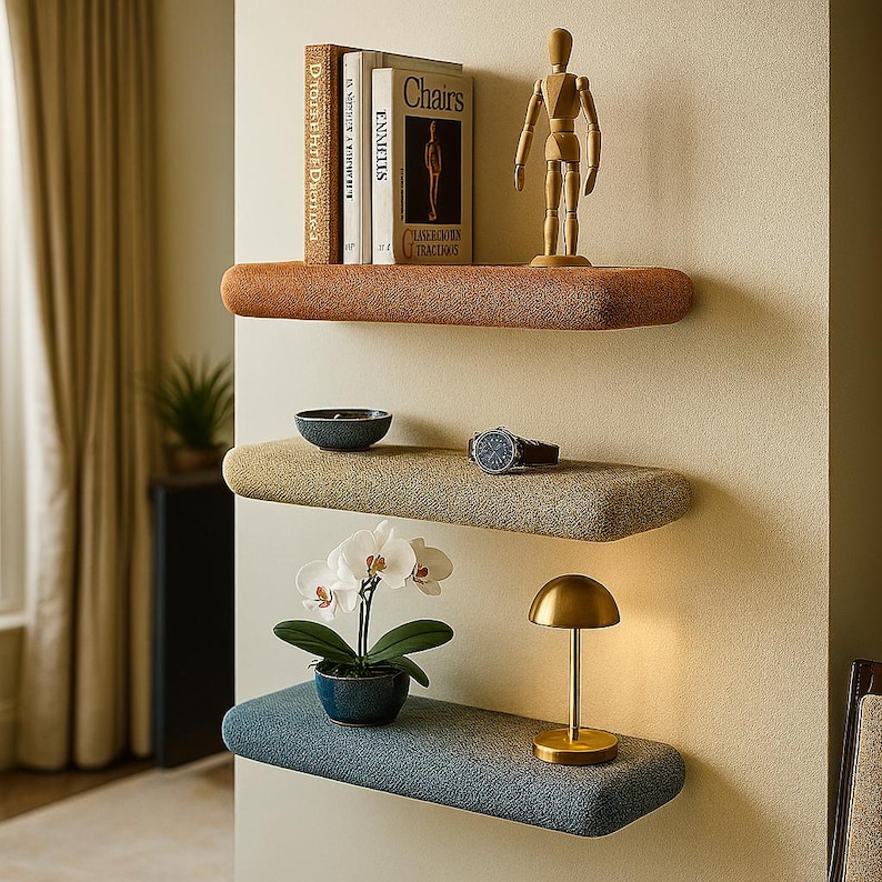 Colored Stone Look Floating Shelf – Rustic Modern Minimal Decorative ...