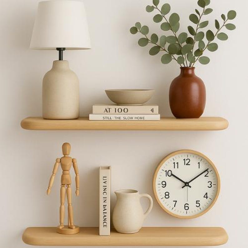 Handmade Solid Wood Floating Shelf: Rustic Modern Wall Decor - Etsy
