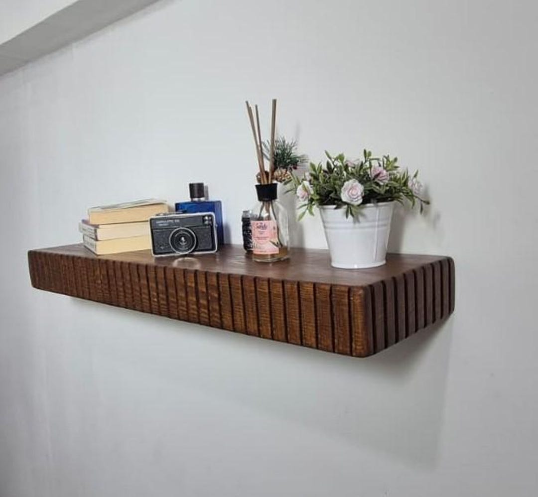 Grooved Floating Shelf: Mid-century Modern Wall Decor - Etsy