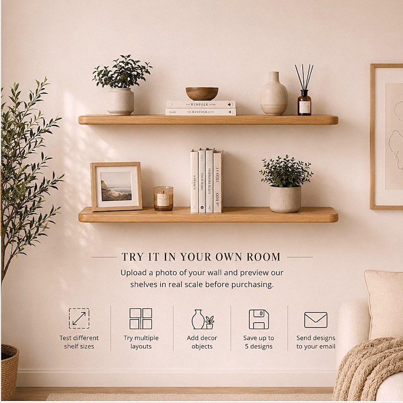 Rounded Edge Wooden Wall Shelf: Home and Office Storage and Decoration ...