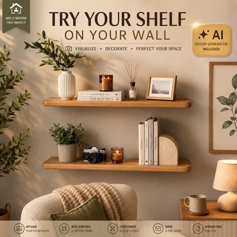 Rounded Edge Wooden Wall Shelf: Home and Office Storage and Decoration ...