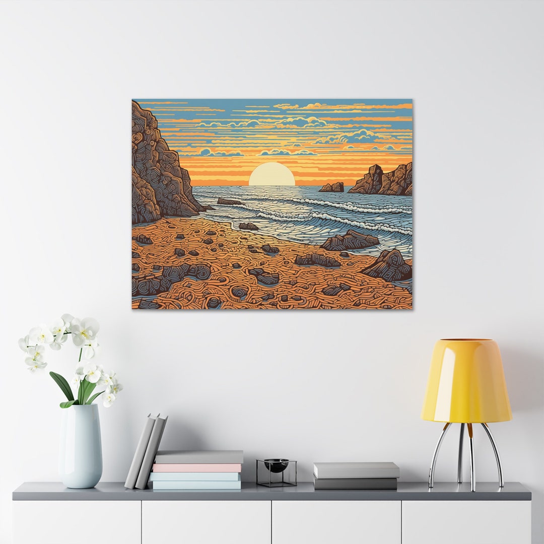 The Beach, Doodle Art , Canvas Gallery Wraps - Etsy