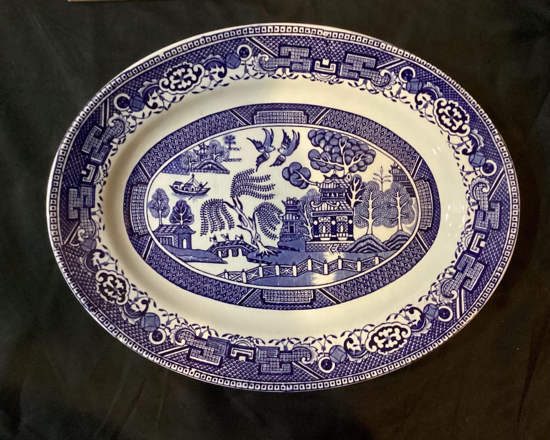 Washington Pottery Old Willow Blue 11” Oval Platter, England - Etsy