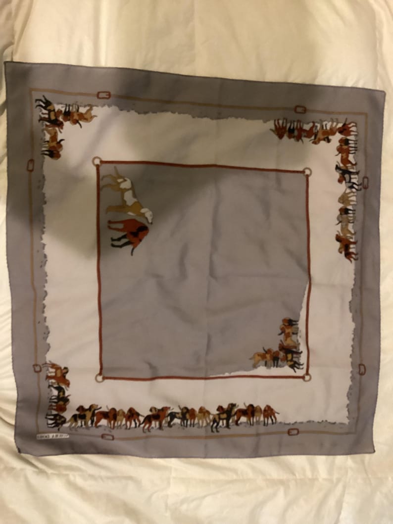 Vintage 1970s Norma Dori, Italian, Scarf. Hunting Dog/eguestrian Theme ...