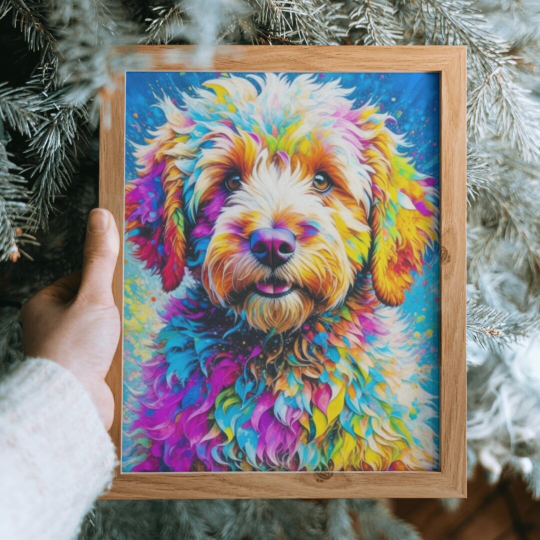 Labradoodle Pet Portrait Art Print - Acrylic Painting | Digital ...