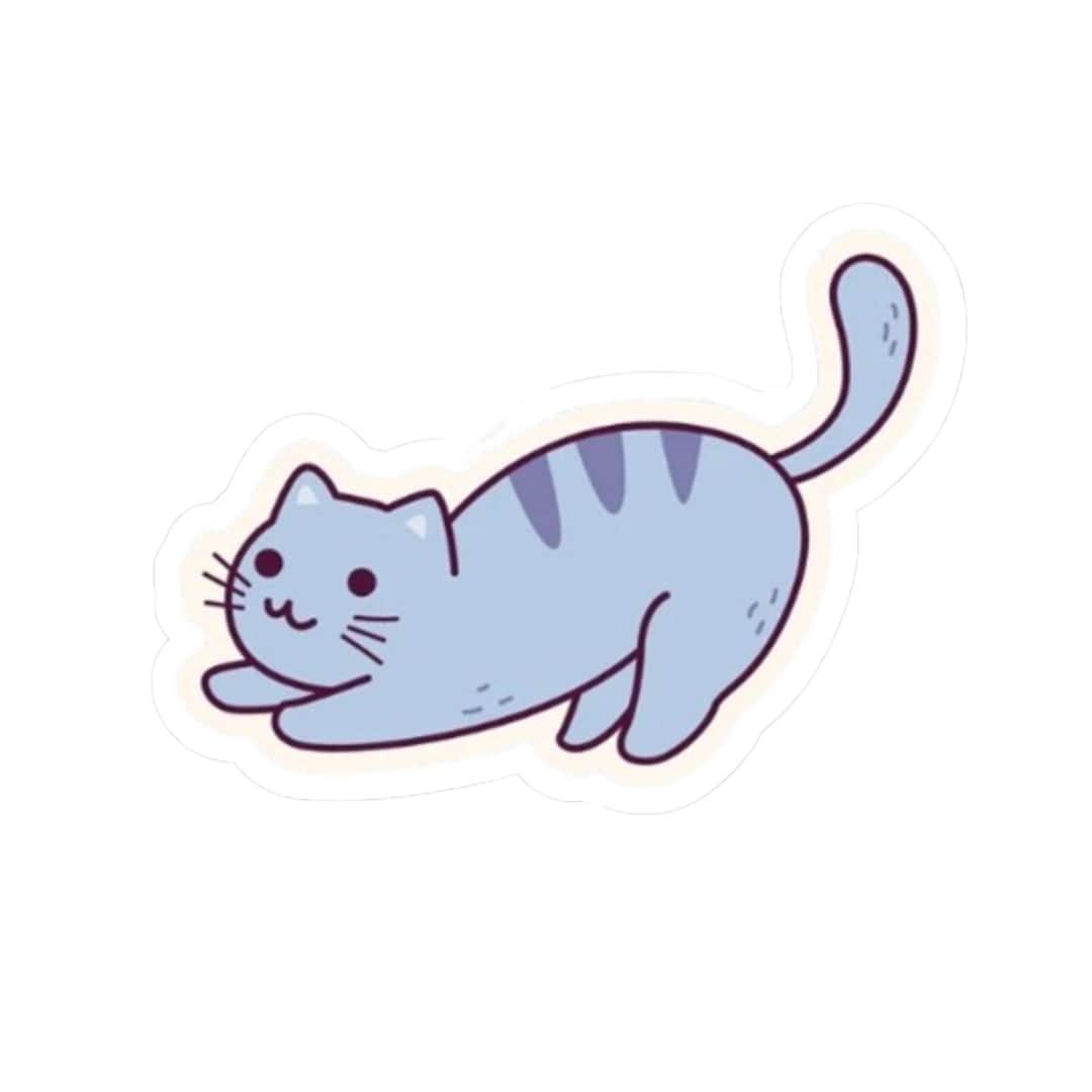 Playful Blue Cat Sticker | Kiss-cut Sticker - Etsy