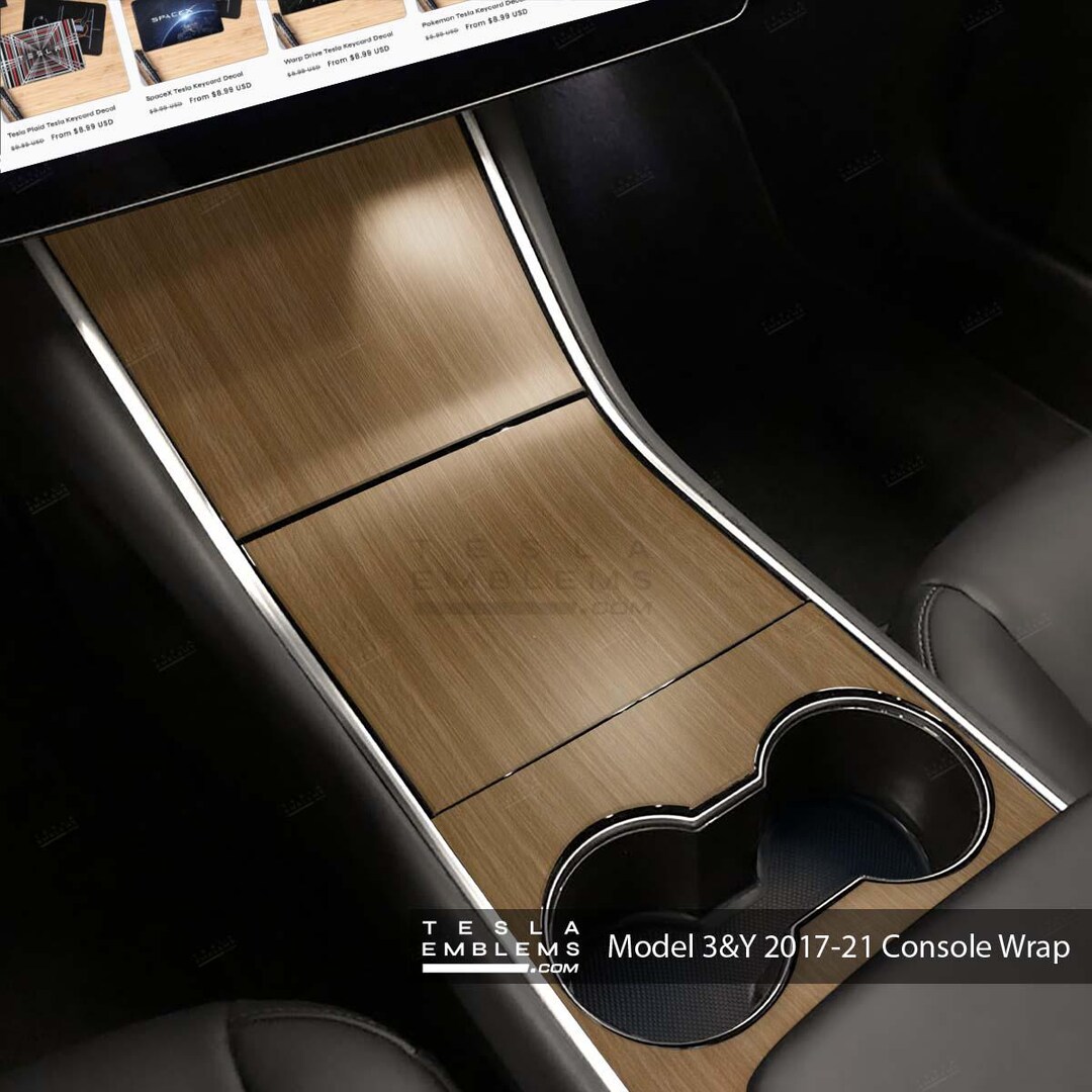 Golden Oak Woodgrain Tesla Gen1 Center Console Wrap Kit 2017-2021 Model ...