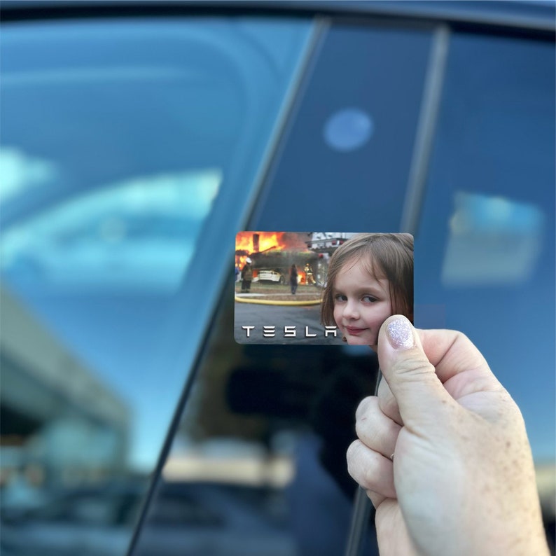 Burning House Girl Meme Tesla Keycard Decal - Etsy