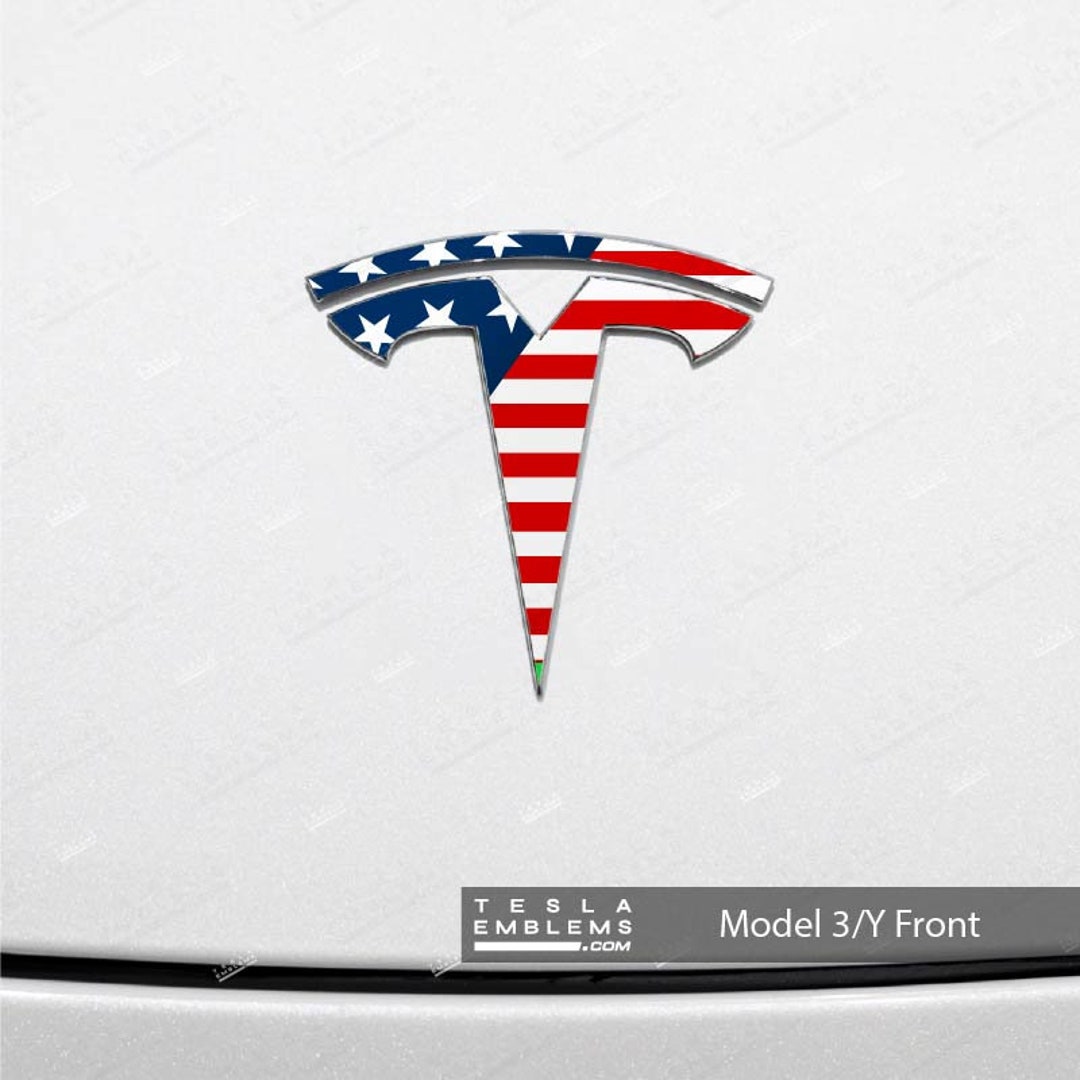 American Flag Tesla Emblem Decals front Back - Etsy