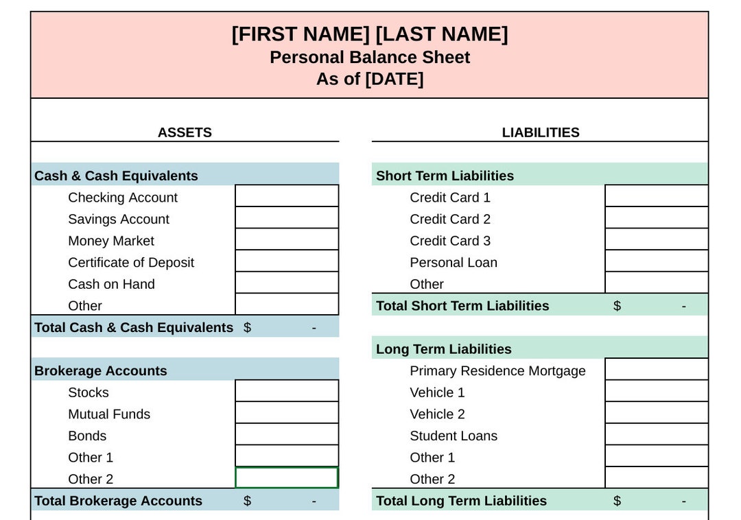 Simple Balance Sheet - Etsy
