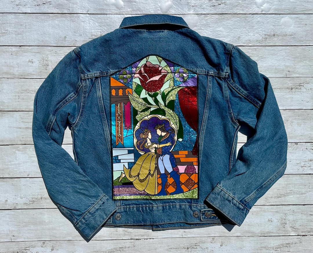 Beauty and the Beast Stained Glass Denim Jacket - Etsy