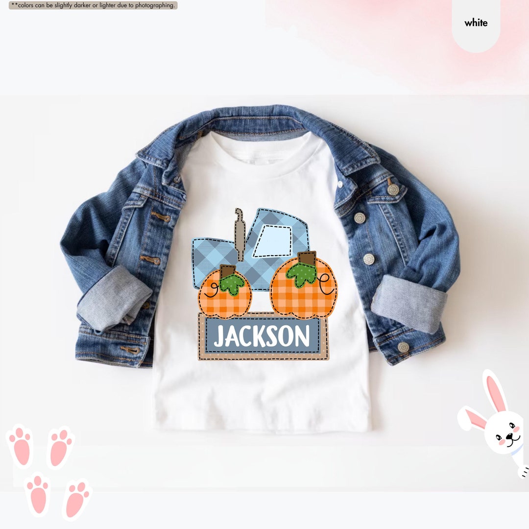 Personalized Pumpkin Tractor Kids Shirt, Custom Halloween Boys Shirt ...