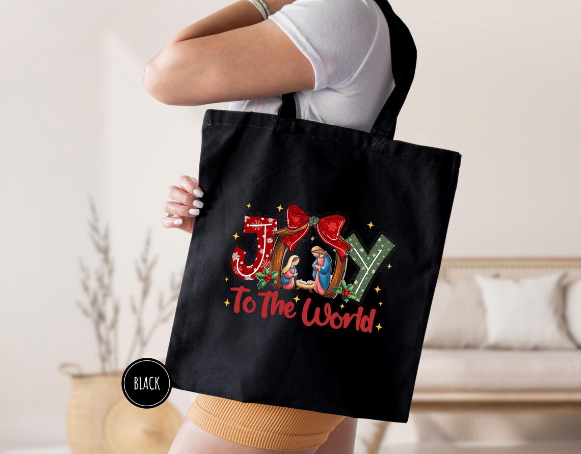Joy to the World Jesus Tote Bag, Christmas Tote Bag, Christian Tote Bag ...