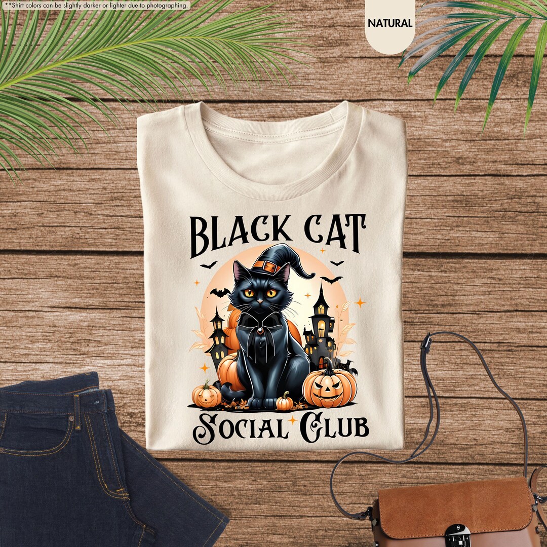 Black Cat Social Club Shirt,black Cat Halloween Shirt,halloween Cat ...