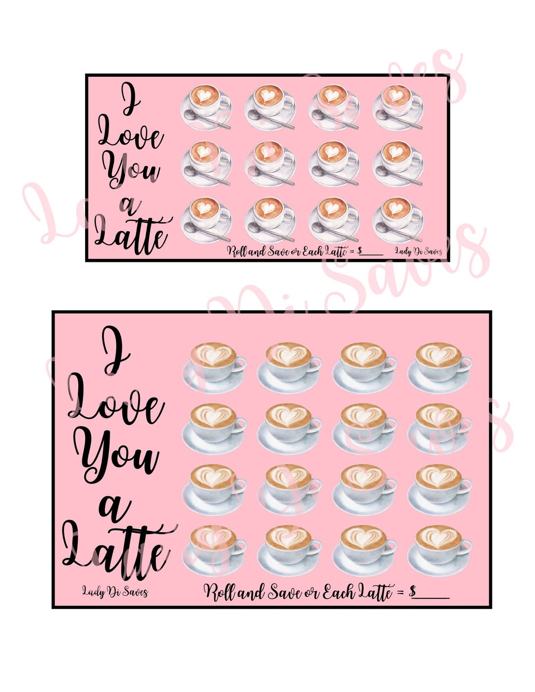 A5 and A6 "i Love You A Latte" Mini Savings Challenge! With Envelope ...