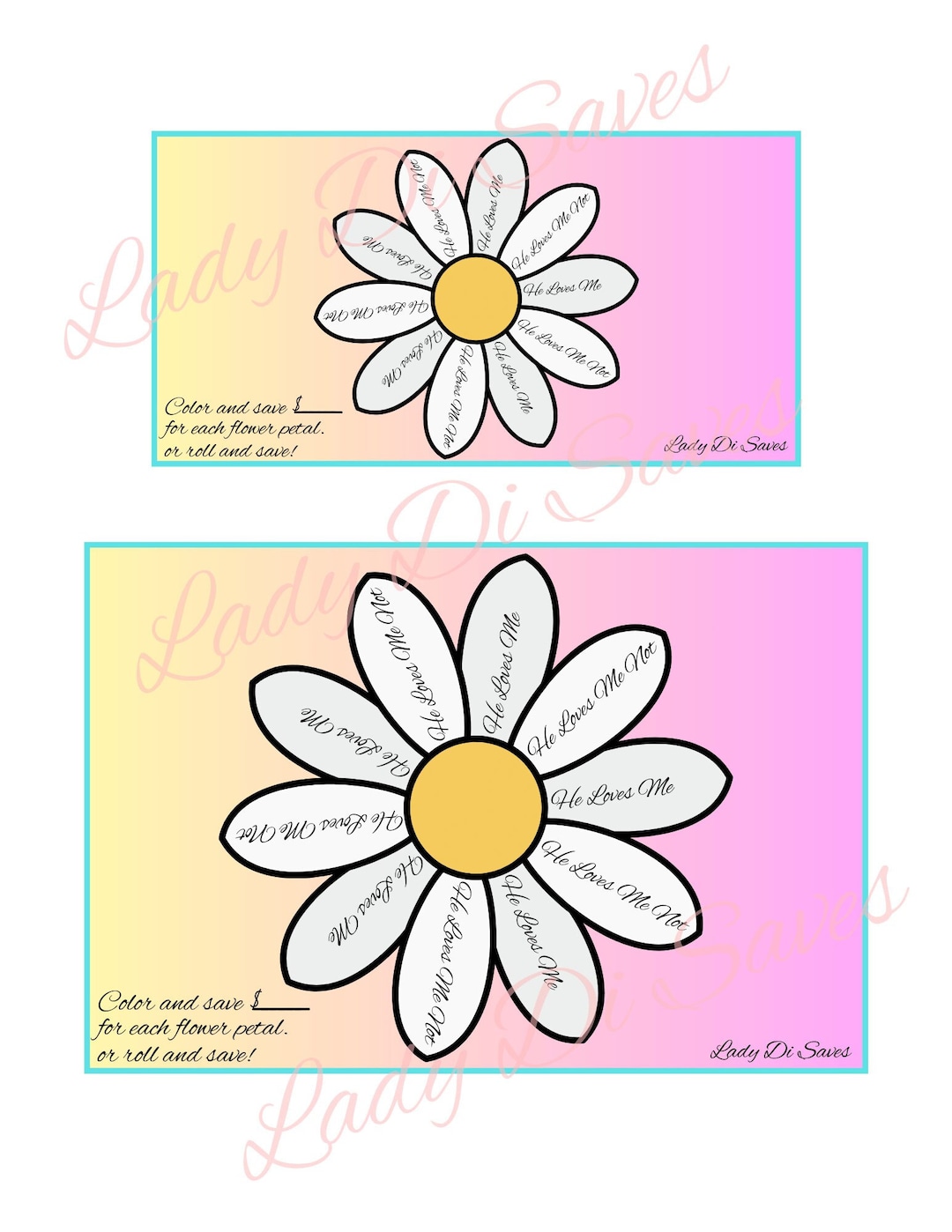 A5 And A6 He Loves Me He Loves Me Not Daisy Flower Mini Savings Challenge With A Matching