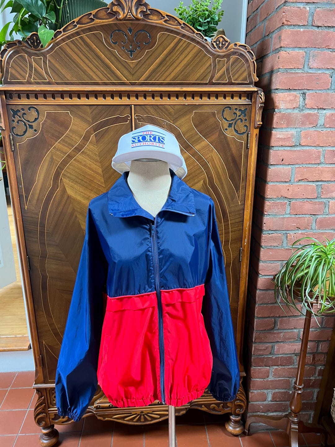 Vintage Red & Blue Color Block Windbreaker, 90s Retro Lightweight ...