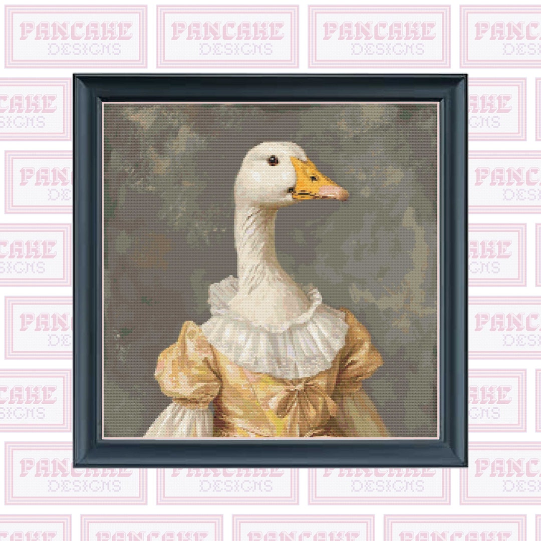 Regency Goose Portrait - Tabitha, PDF Cross Stitch Pattern, Oil ...